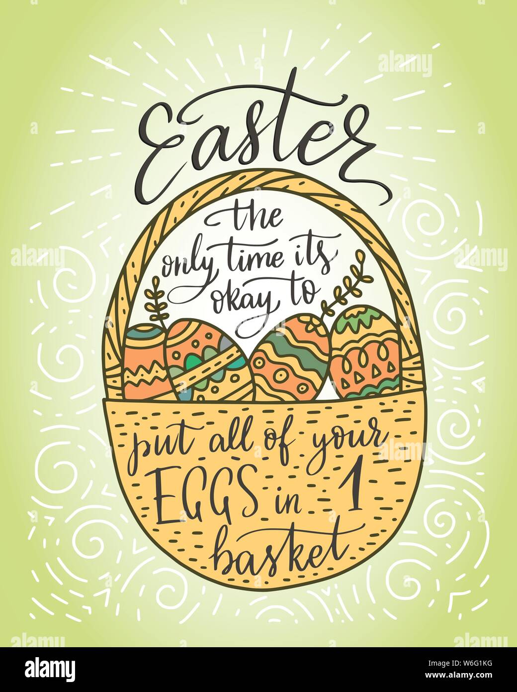 Easter vector lettering card. Postcart with quote - Easter, the only ...