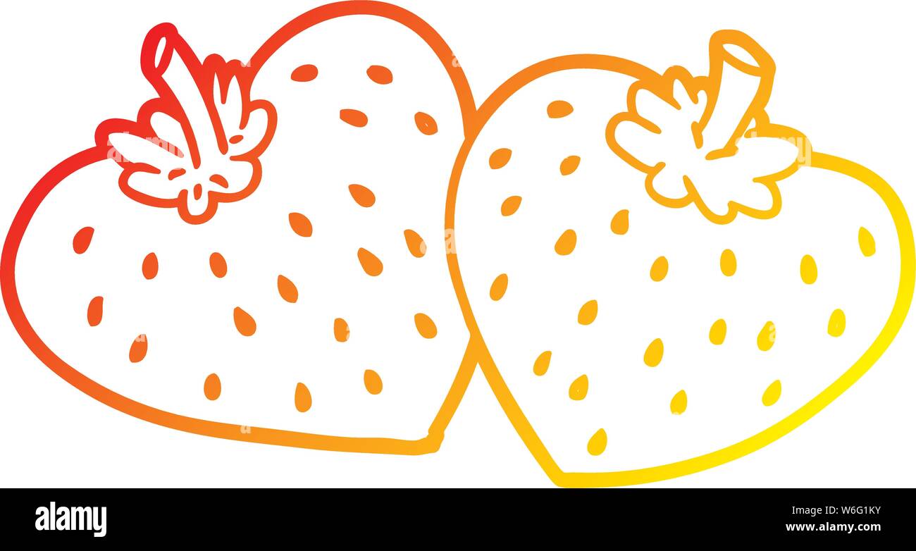 warm gradient line drawing of a cartoon strawberries Stock Vector Image ...