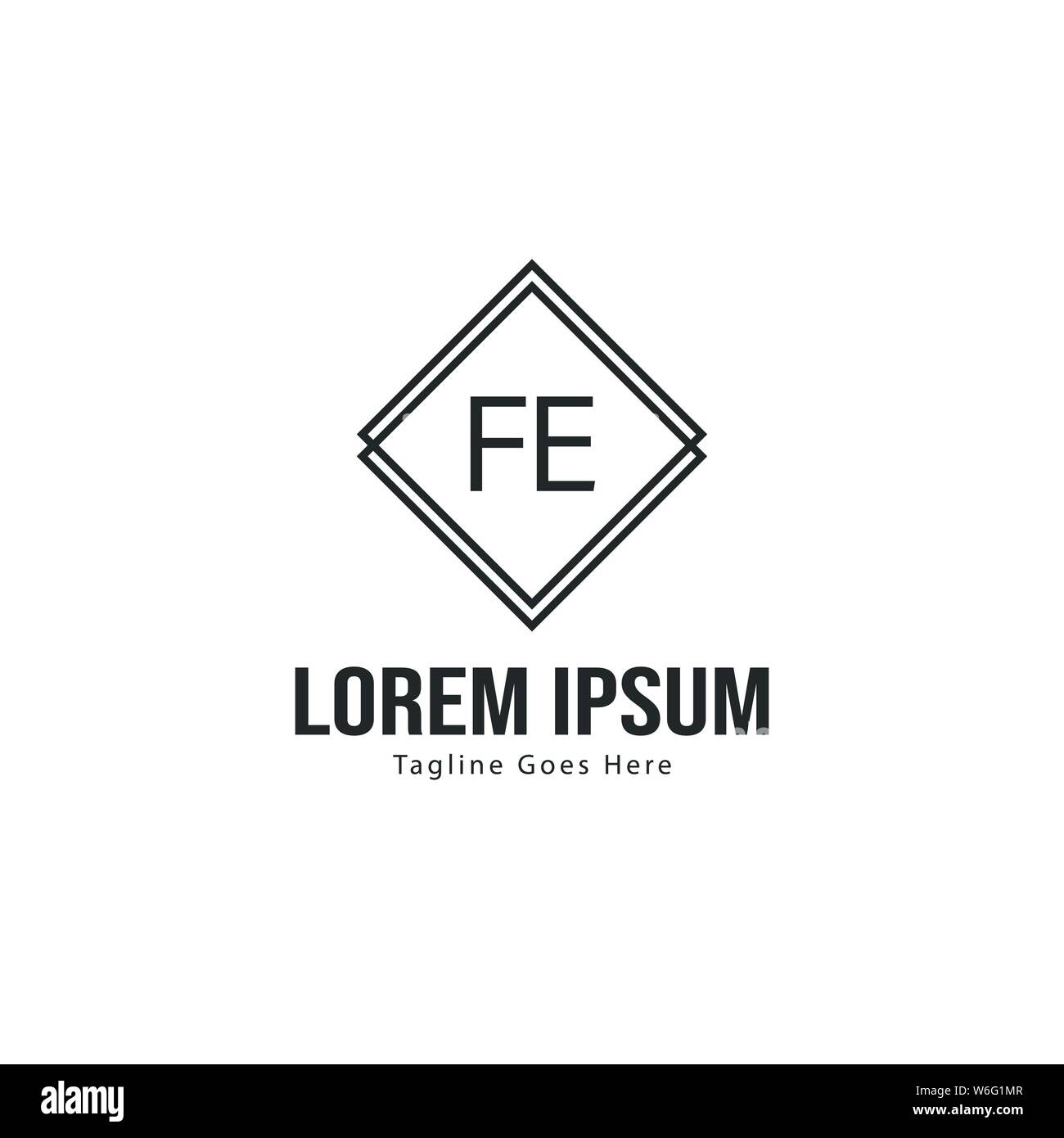 Initial FE logo template with modern frame. Minimalist FE letter logo ...