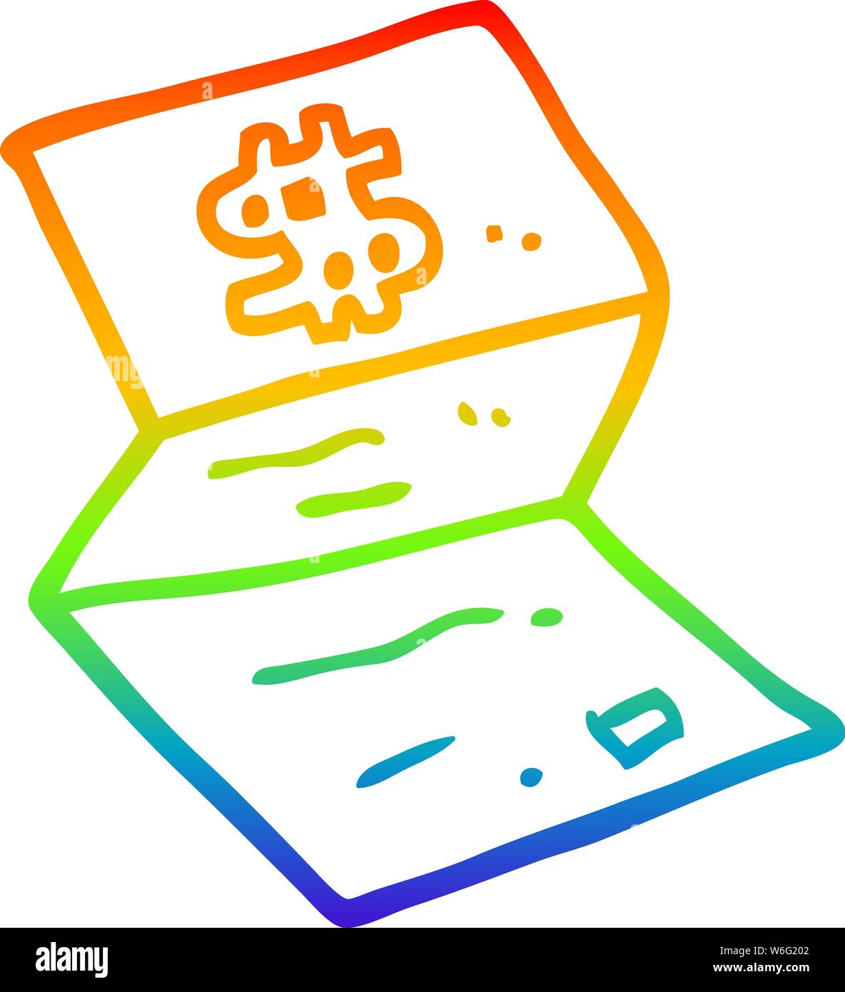 rainbow gradient line drawing of a cartoon legal money letter Stock ...
