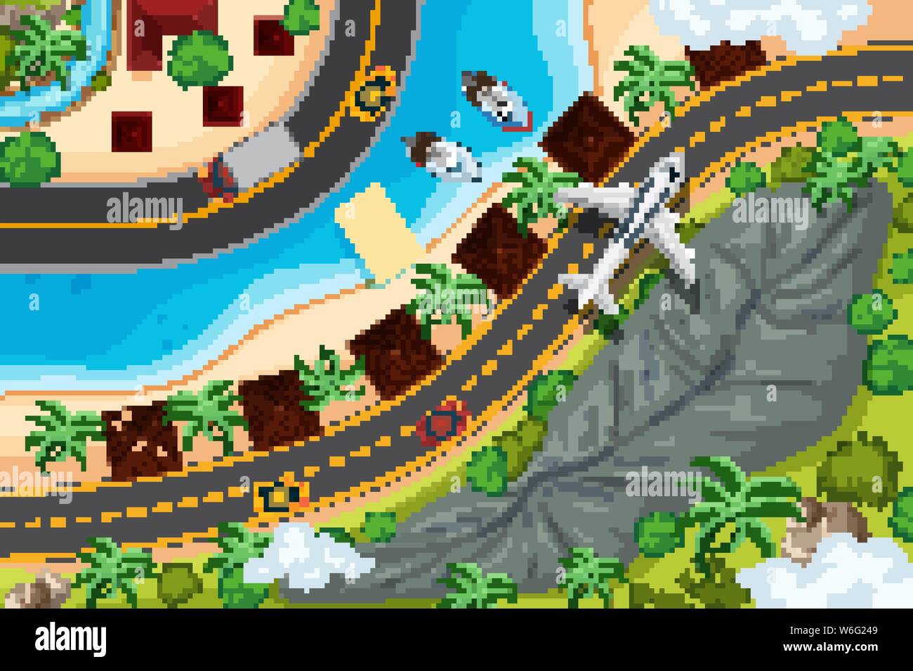 Set of aerial view scenes illustration Stock Vector Image & Art - Alamy