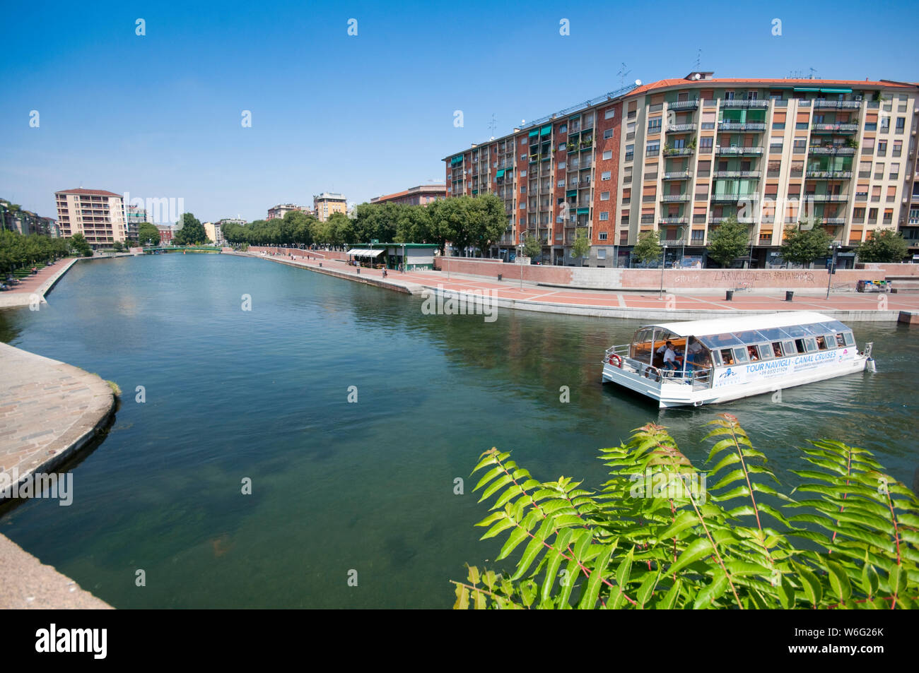 Italy, Lombardy, Milan, Navigli Area, Darsena, Tourist Trip by Boat ...