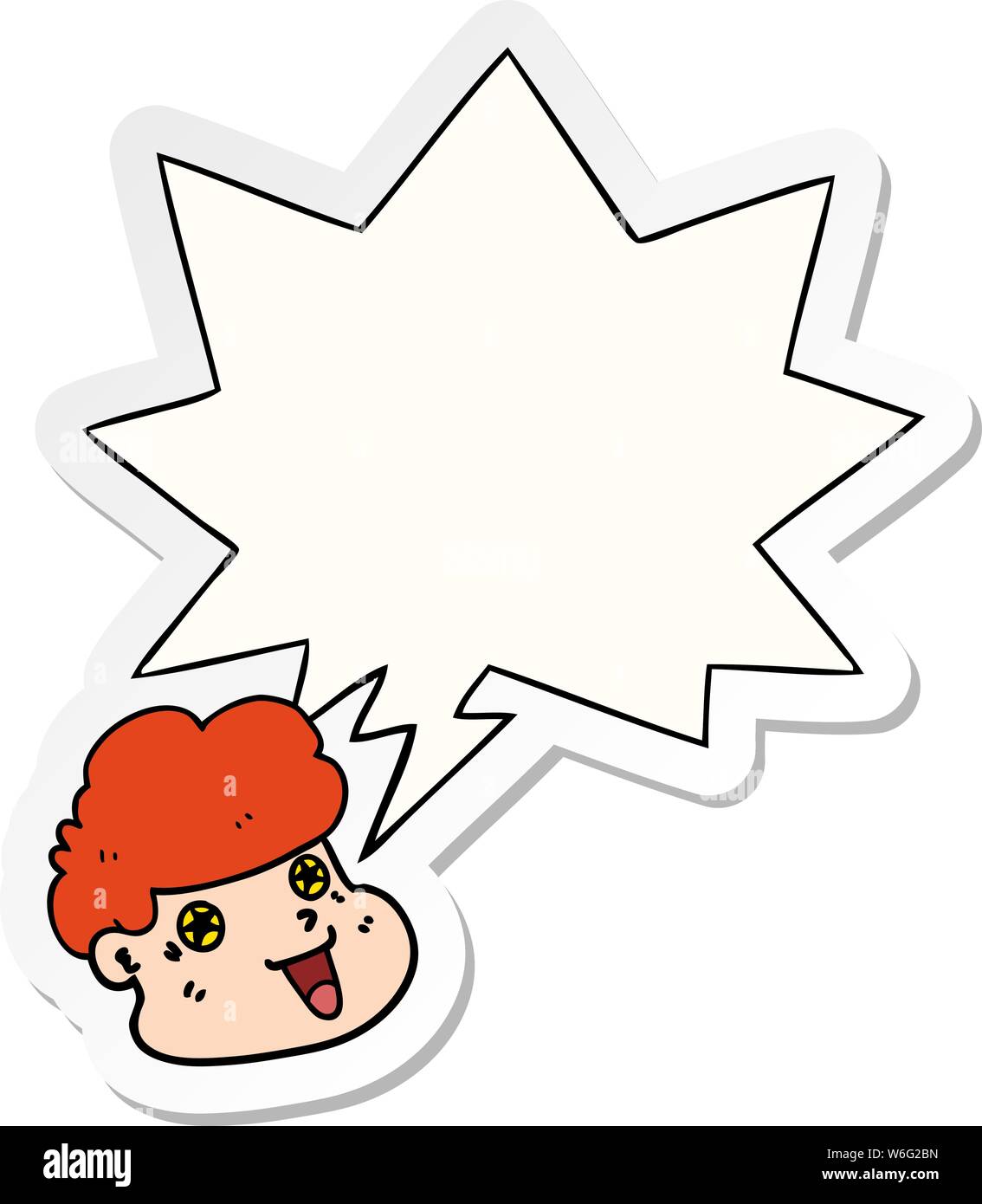 cartoon boy's face with speech bubble sticker Stock Vector Image & Art ...