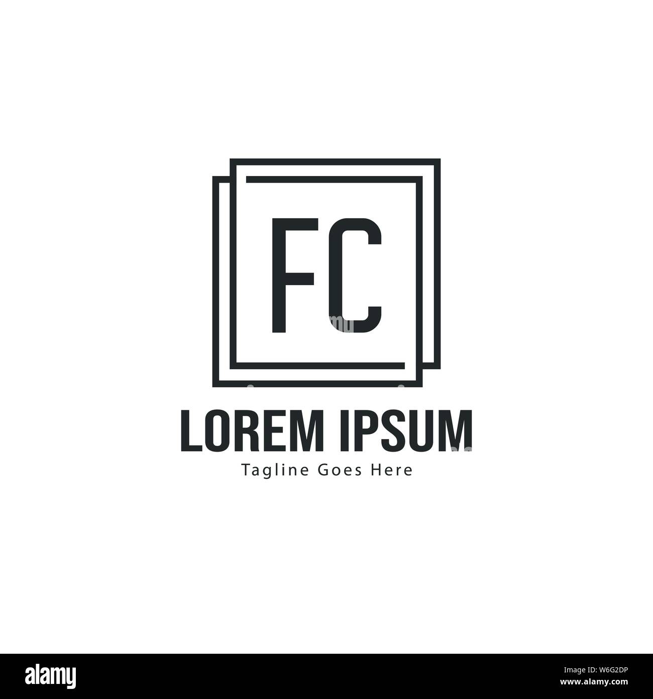 Initial FC logo template with modern frame. Minimalist FC letter logo ...