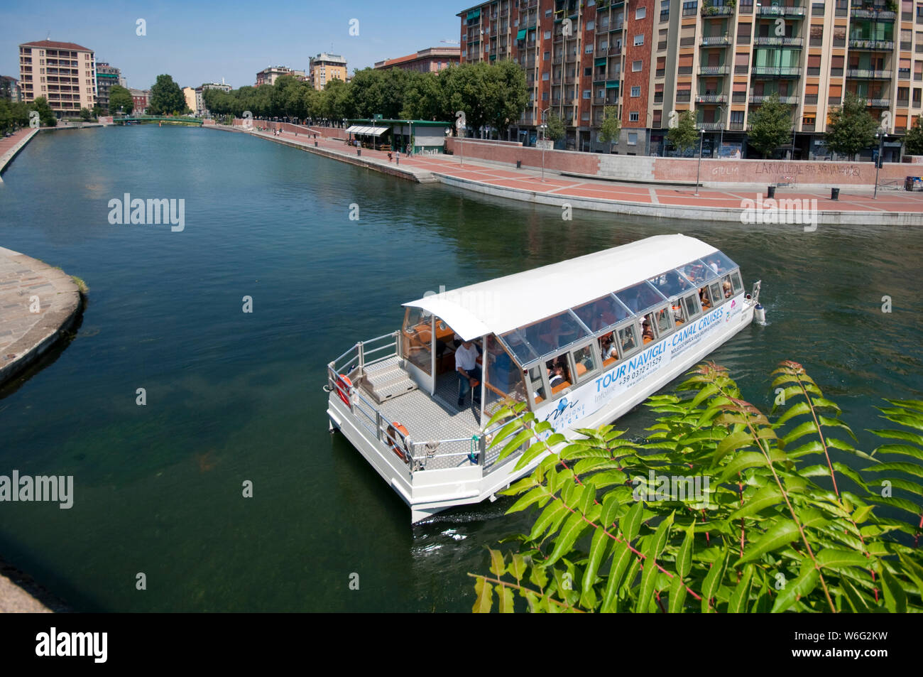 Italy, Lombardy, Milan, Navigli Area, Darsena, Tourist Trip by Boat ...