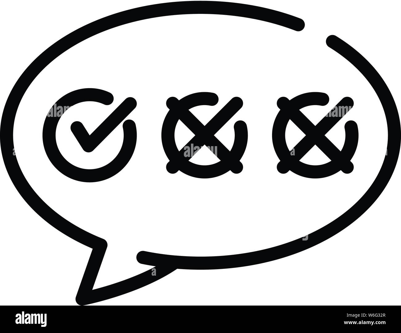 Checkmark speech bubble Black and White Stock Photos & Images - Alamy