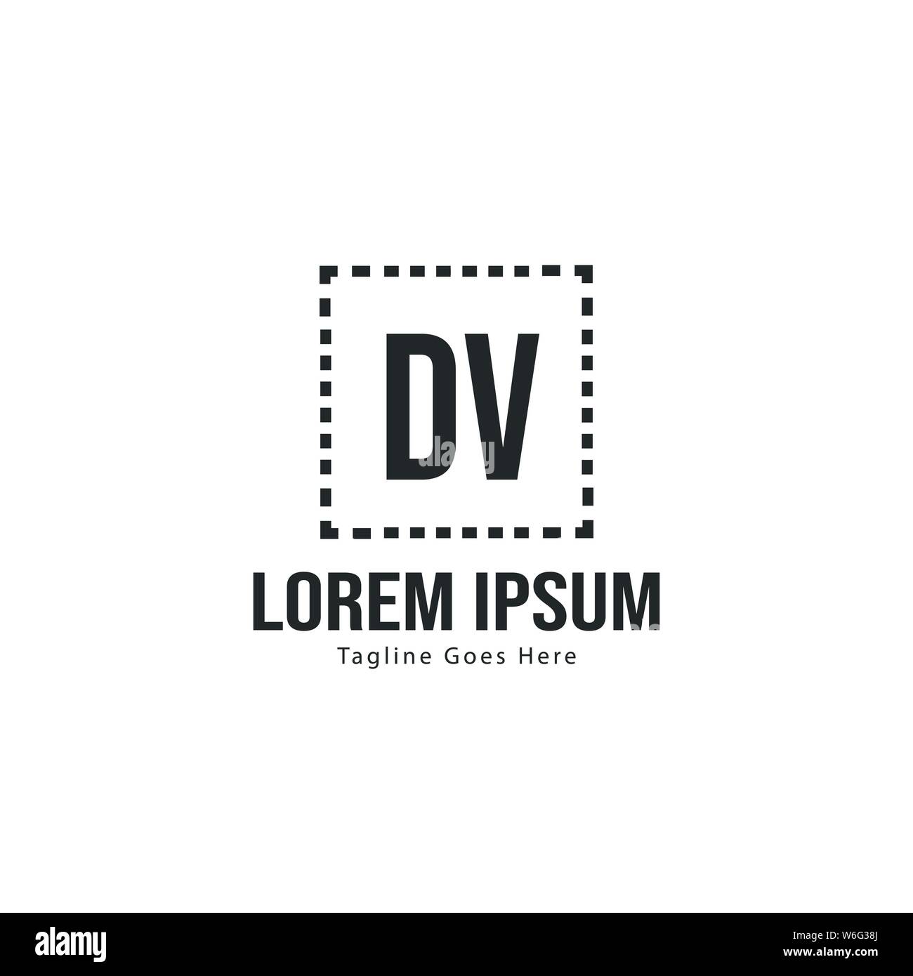 Initial DV logo template with modern frame. Minimalist DV letter logo ...