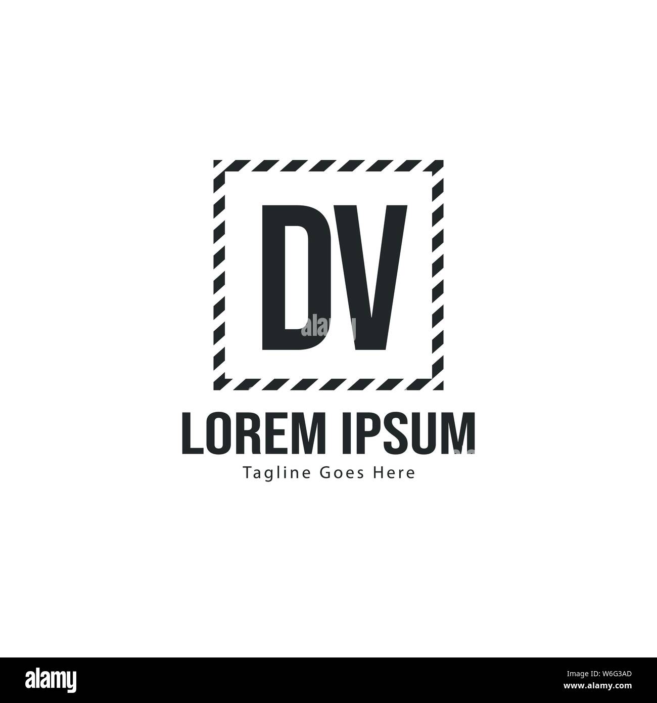Initial DV logo template with modern frame. Minimalist DV letter logo ...