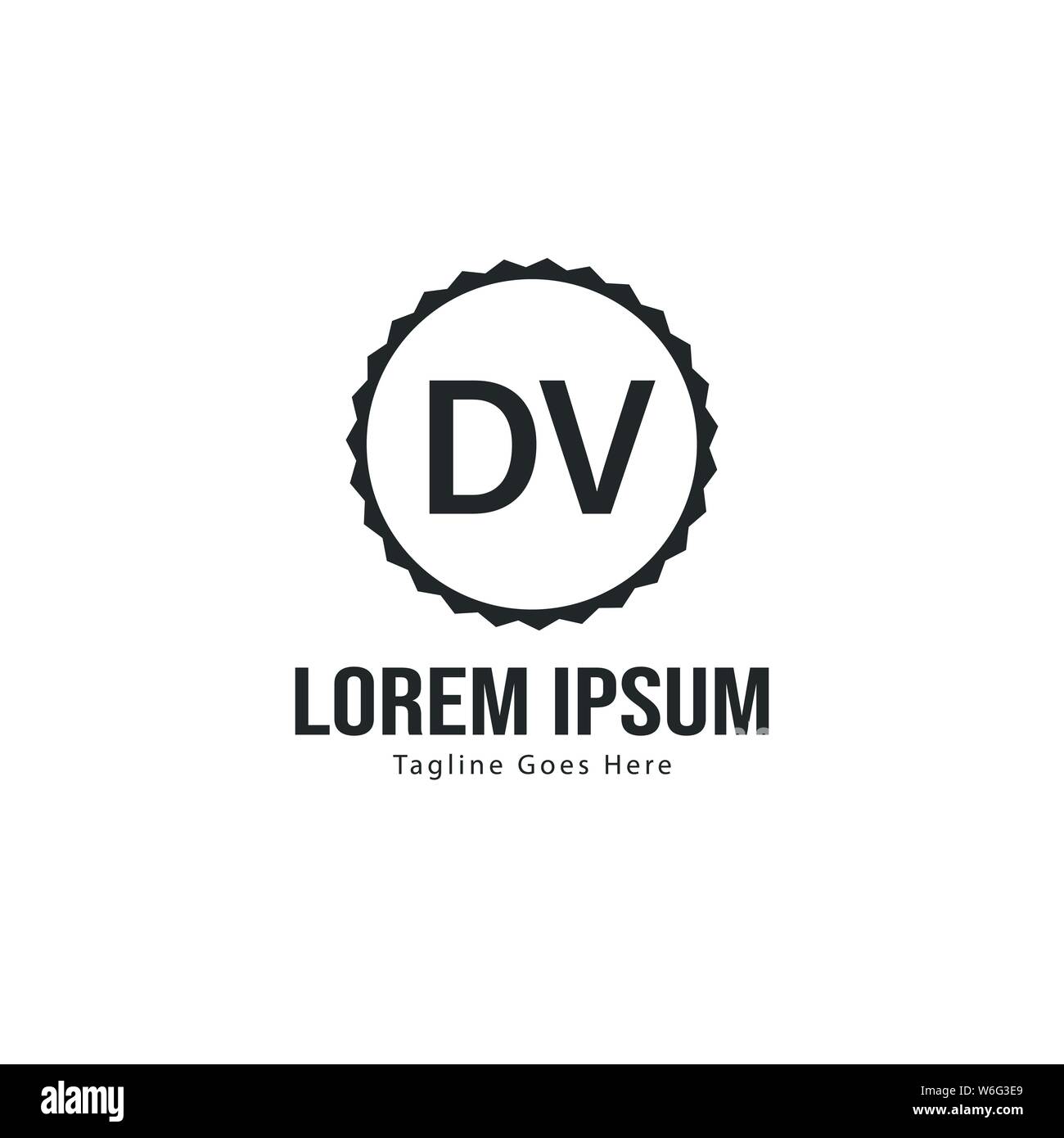 Initial DV logo template with modern frame. Minimalist DV letter logo ...