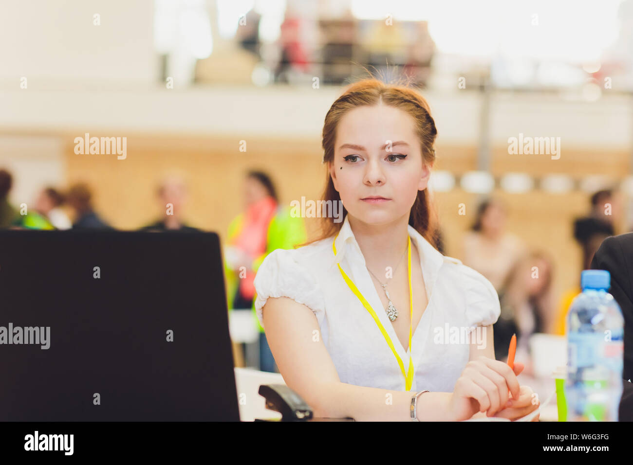 female judge referee of a sports event at the table Stock Photo - Alamy