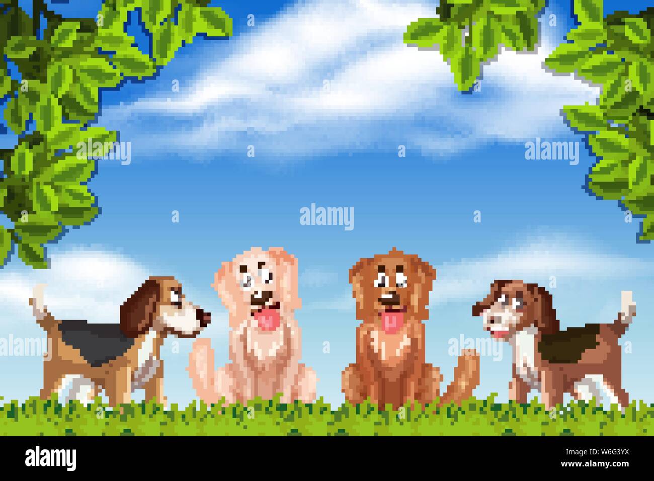 Dogs in park scene illustration Stock Vector Image & Art - Alamy