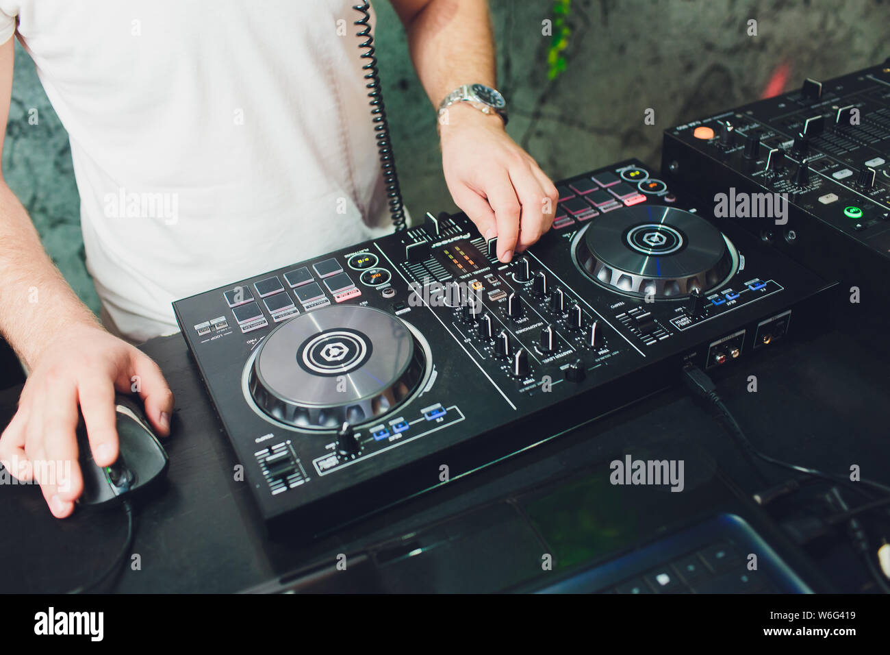 DJ performing in nightclub, closeup. Concept of Christmas music and ...