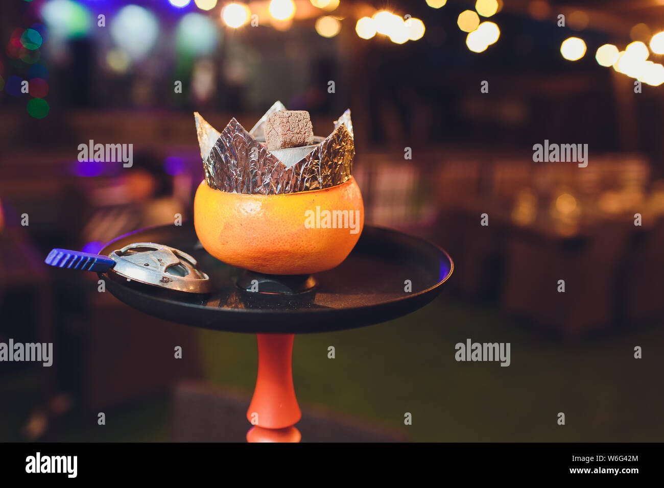 Stylish hookah with aroma grapefruit for relax. grapefruit shisha ...