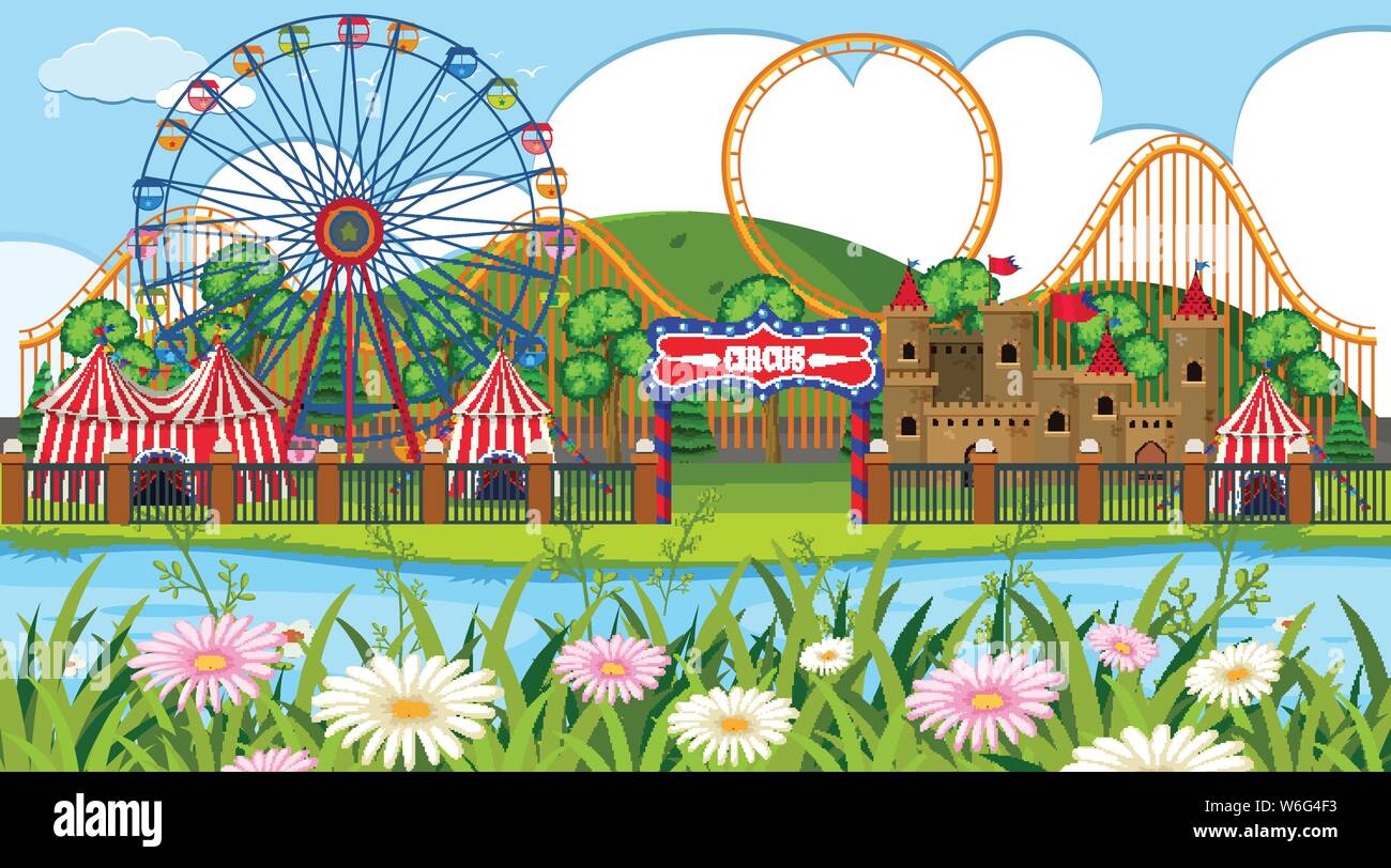 An outdoor scene with circus illustration Stock Vector Image & Art - Alamy