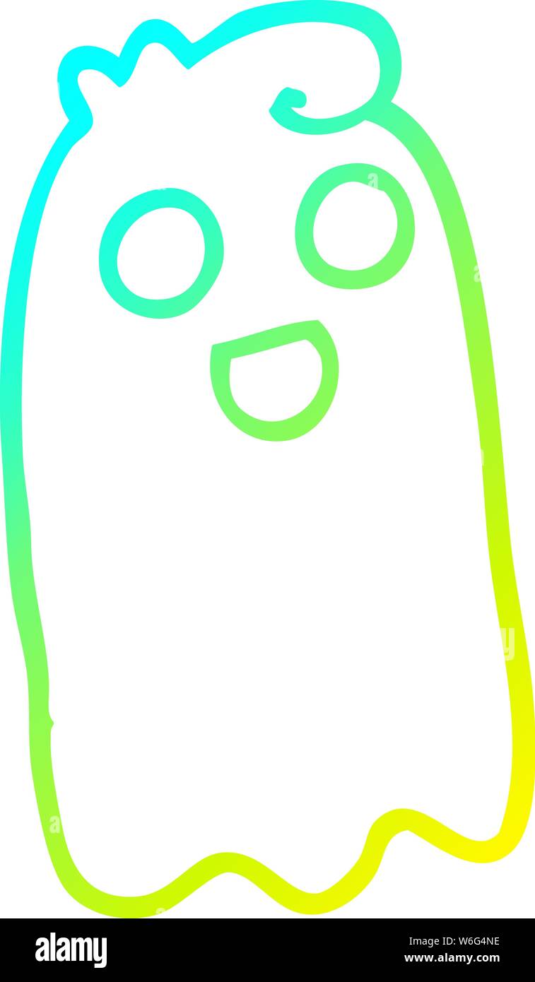 cold gradient line drawing of a cartoon ghost Stock Vector Image & Art ...