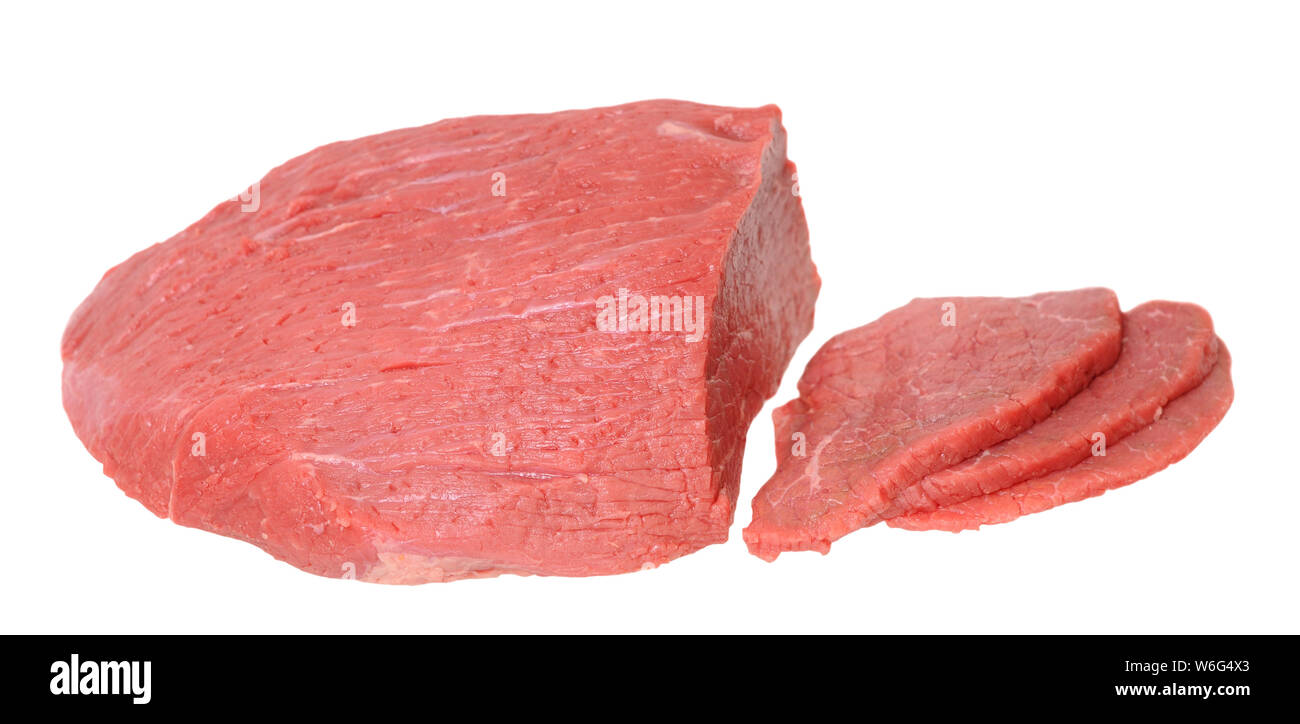 round beef eye meat isolated on white background Stock Photo - Alamy