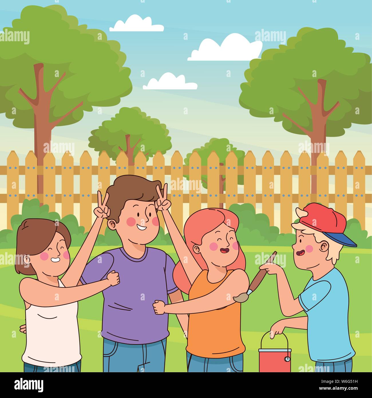 Smile portrait summer friends Stock Vector Images - Alamy