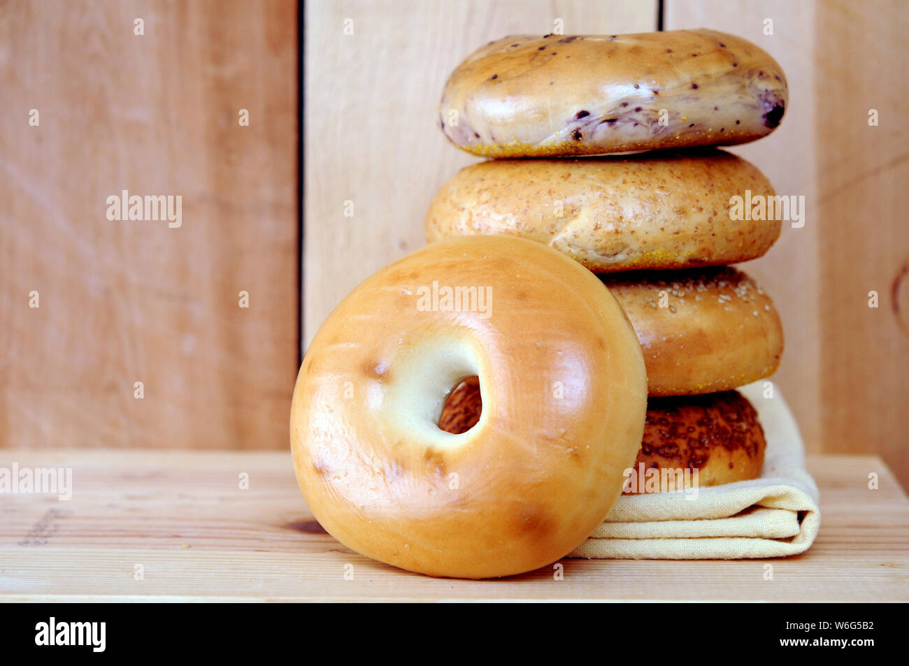 a stack bagels at market place Stock Photo - Alamy