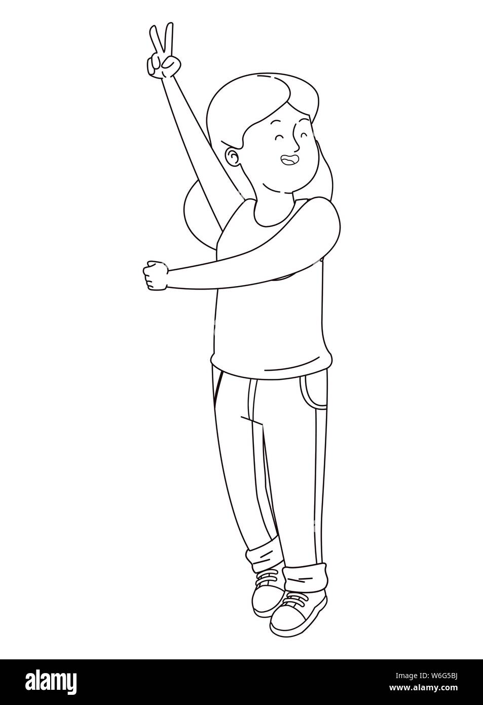 Peace sign woman portrait Stock Vector Images - Alamy