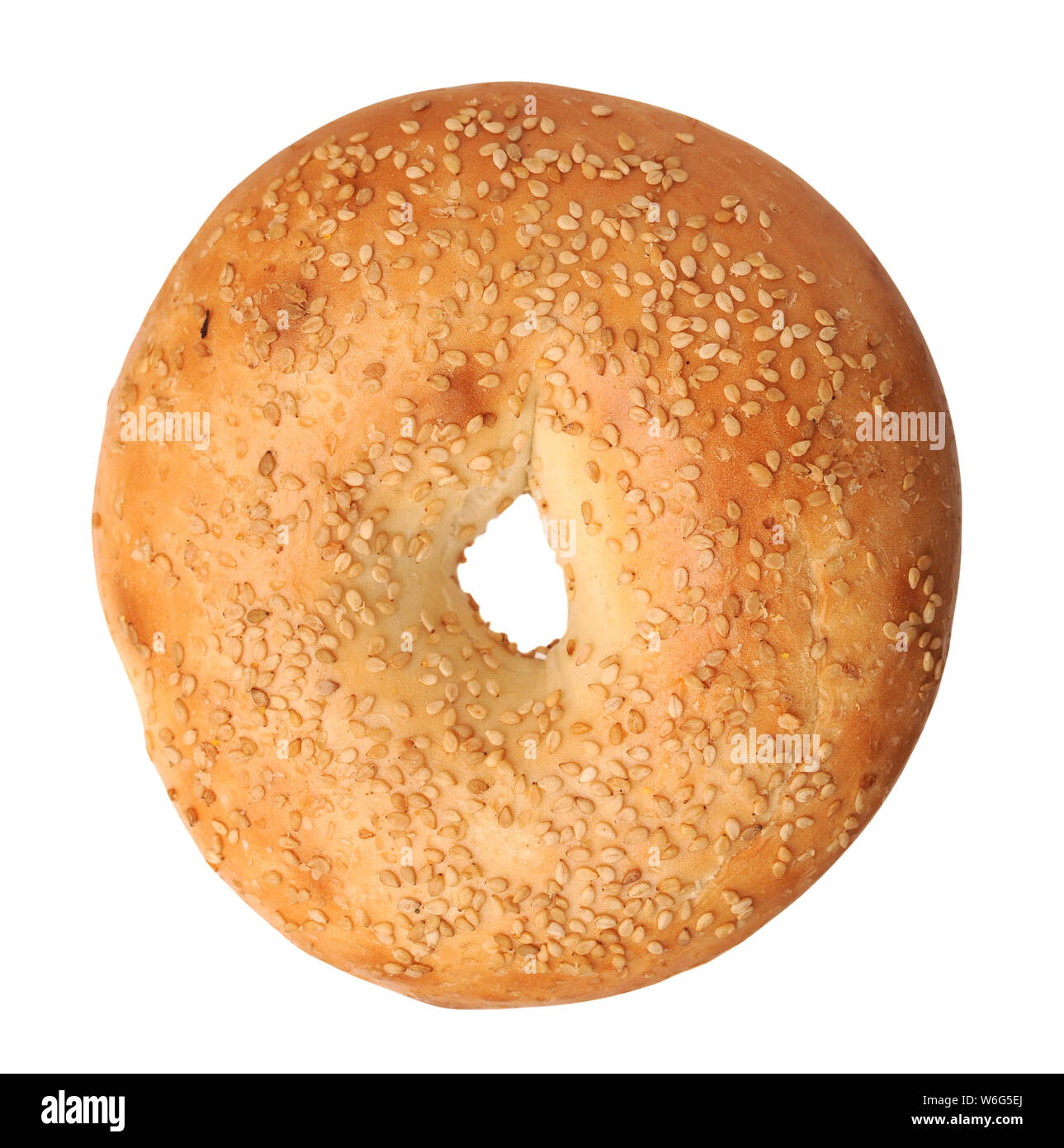 single sesame bagel isolated on white background Stock Photo - Alamy