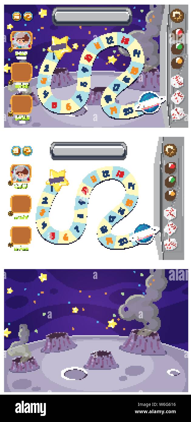 Set of game template with moon surface illustration Stock Vector Image ...