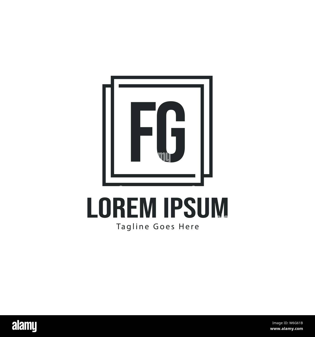 Initial FG logo template with modern frame. Minimalist FG letter logo ...