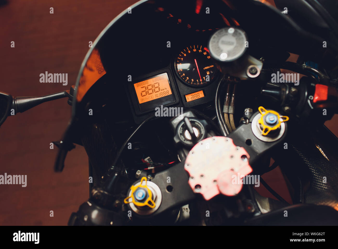 Motorcycle control panel with speedometer dashboard in motorcycle Stock ...