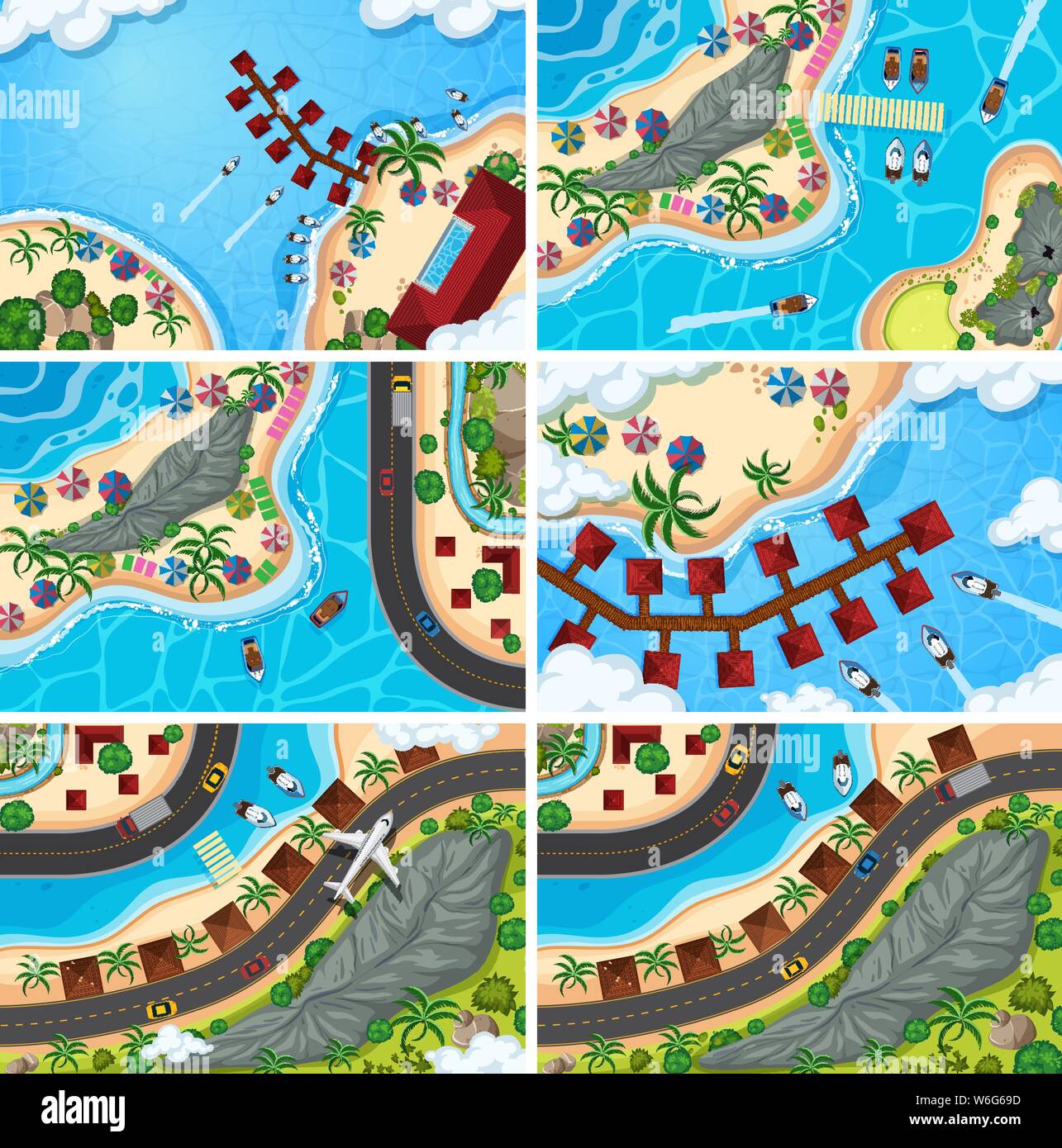 Set of aerial view scenes illustration Stock Vector Image & Art - Alamy
