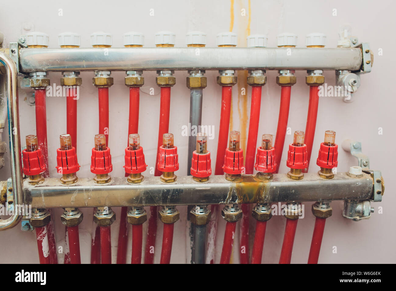 Hot water thermal storage tank. Gas Boiler room with a heating system ...