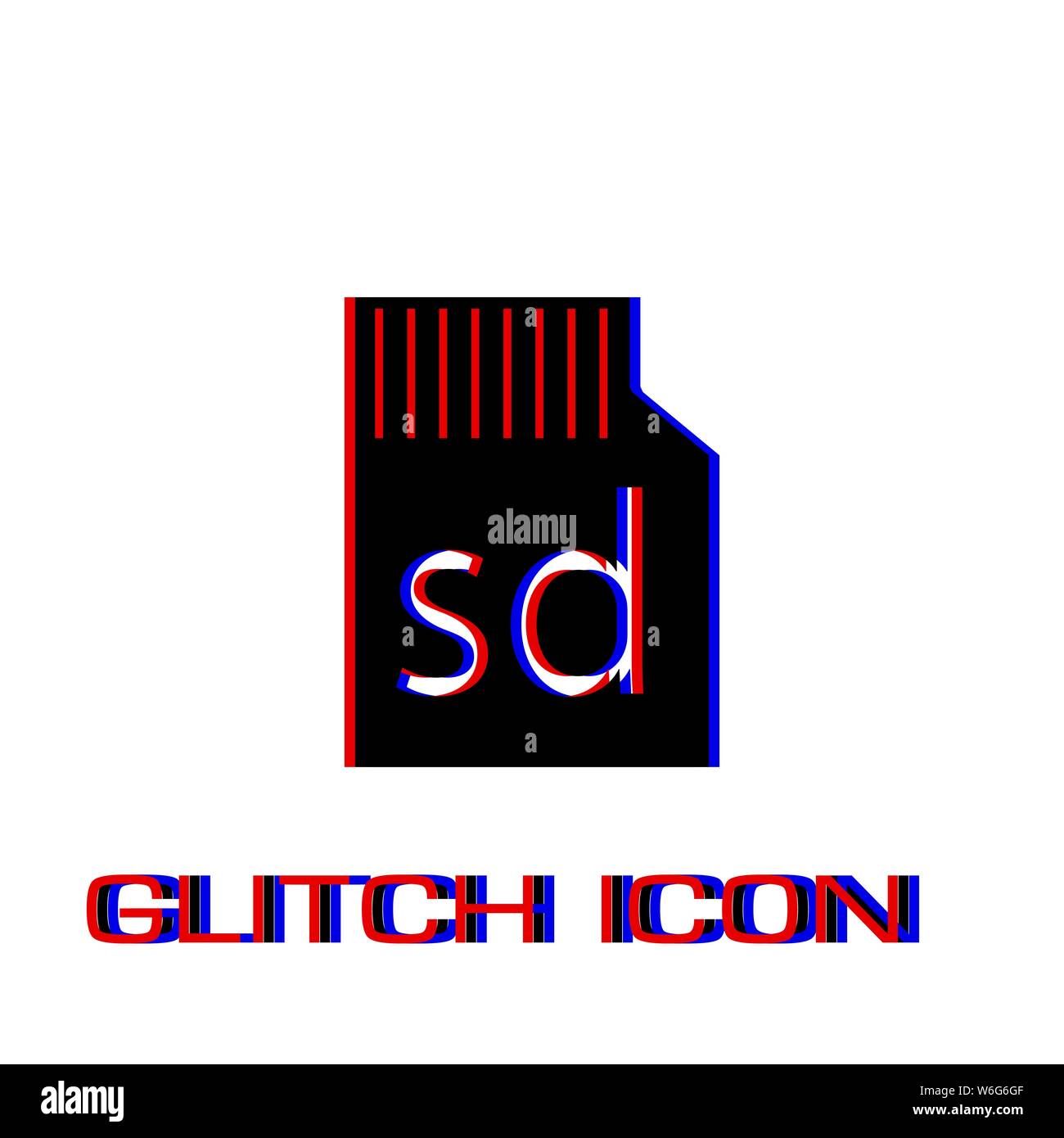 Micro sd card icon flat. Simple pictogram - Glitch effect. Vector ...