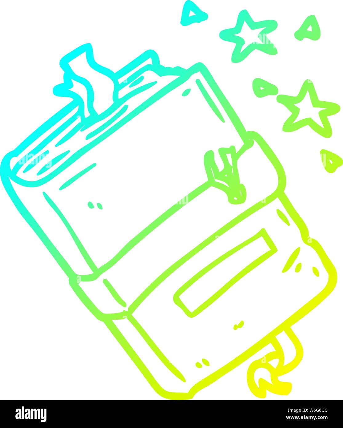 cold gradient line drawing of a witch's book of spells Stock Vector ...