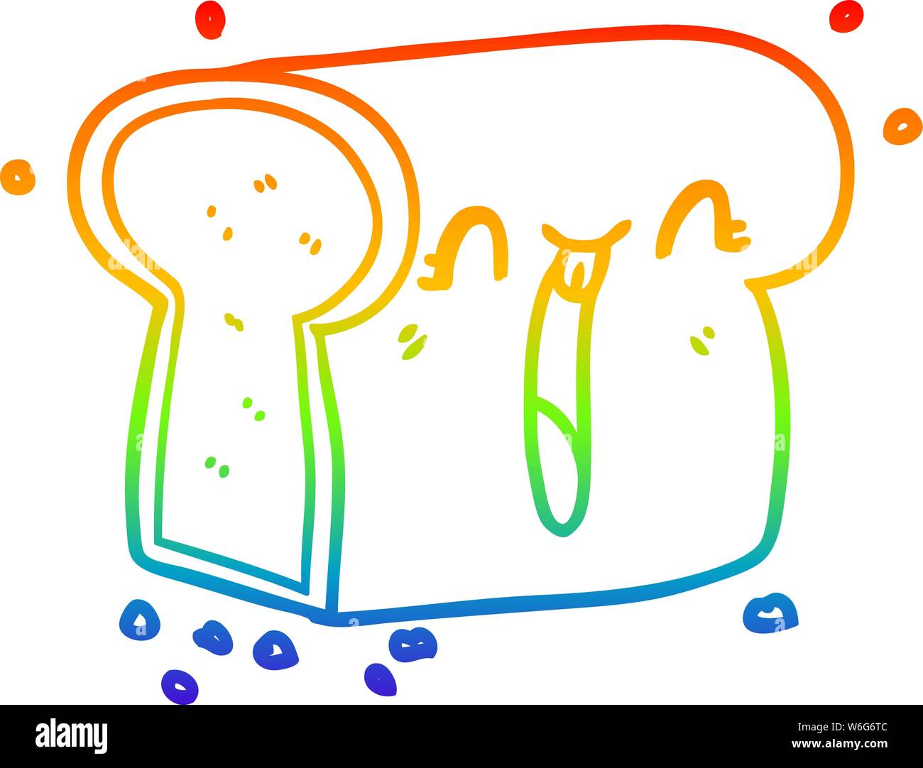 rainbow gradient line drawing of a cartoon laughing loaf of bread Stock ...