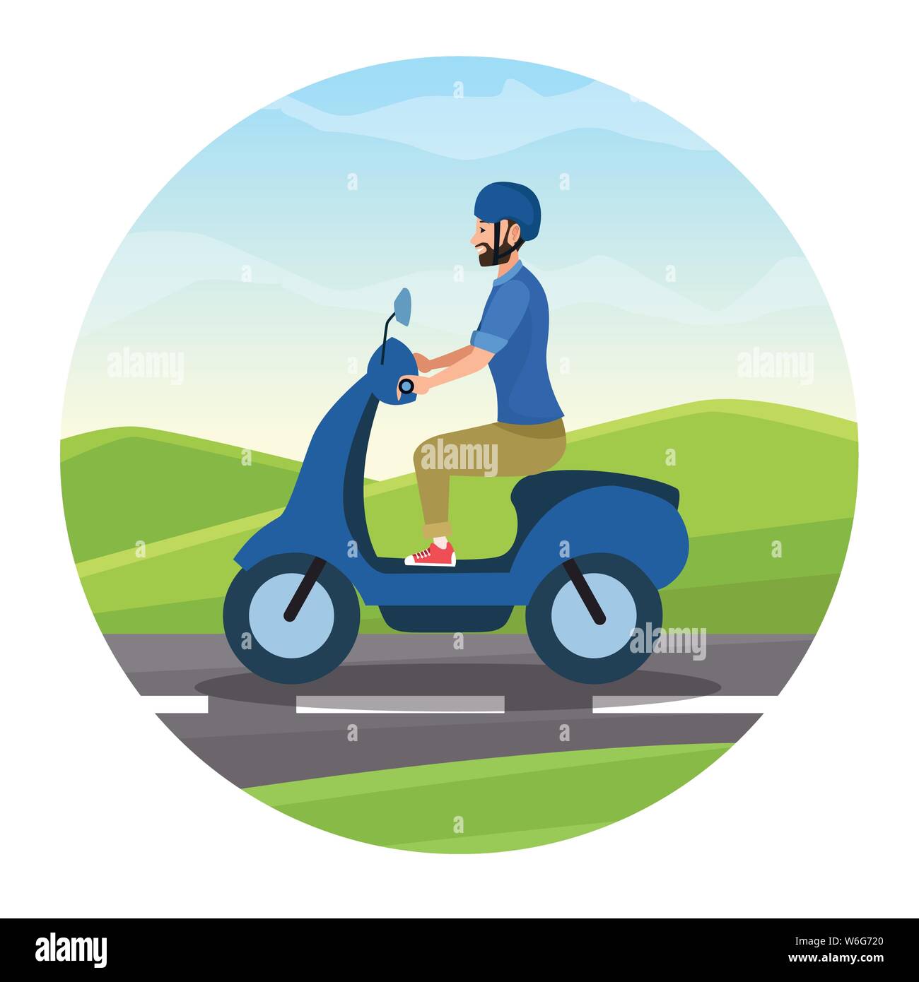 Travel Riding in scooter cartoon Stock Vector Image & Art - Alamy