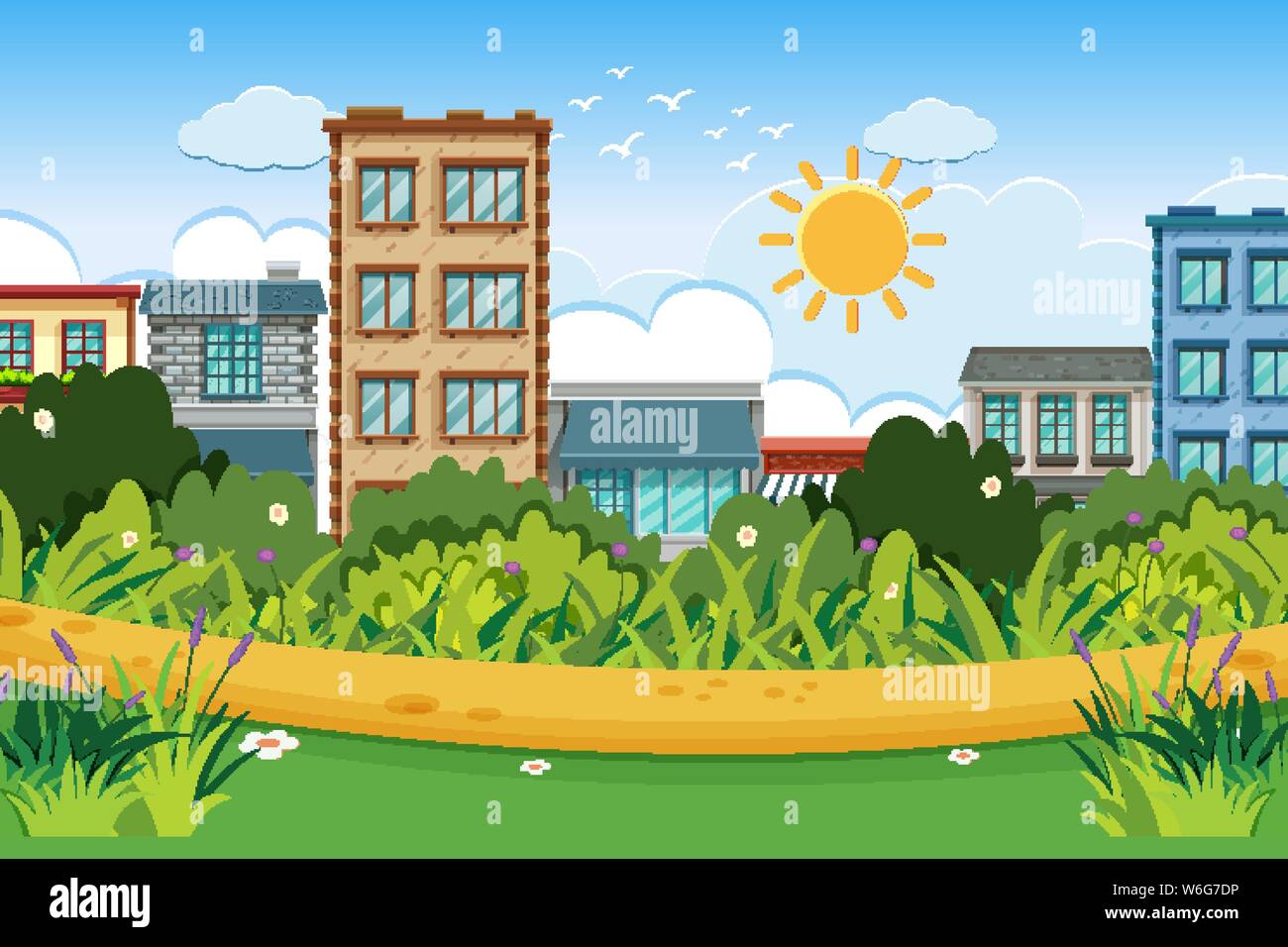 An outdoor scene with park illustration Stock Vector Image & Art - Alamy