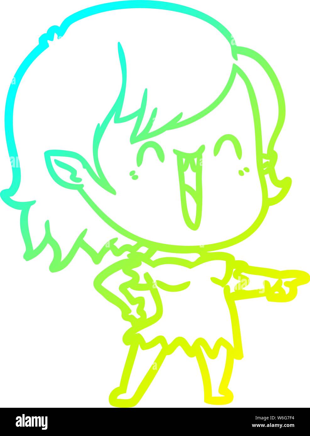 cold gradient line drawing of a cute cartoon happy vampire girl Stock ...