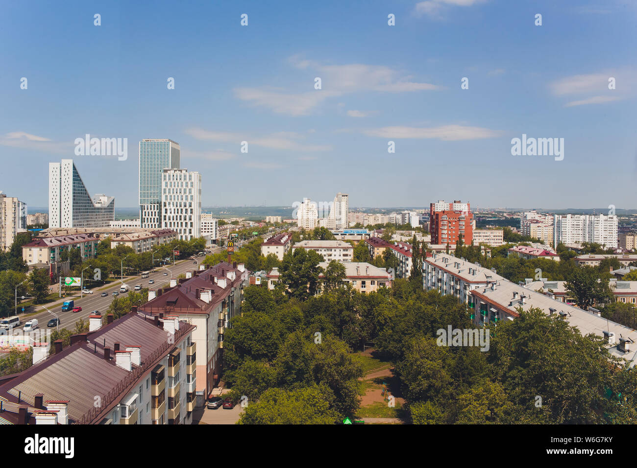 Ufa, Russia, 12 June, 2019: top view on the panorama of city - Ufa ...