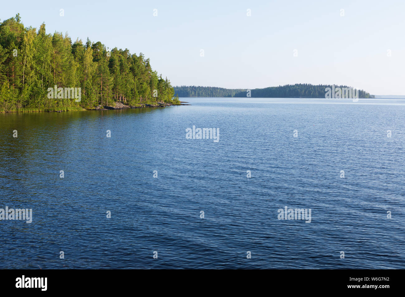 Summer morning lake landscape in Finland Stock Photo - Alamy