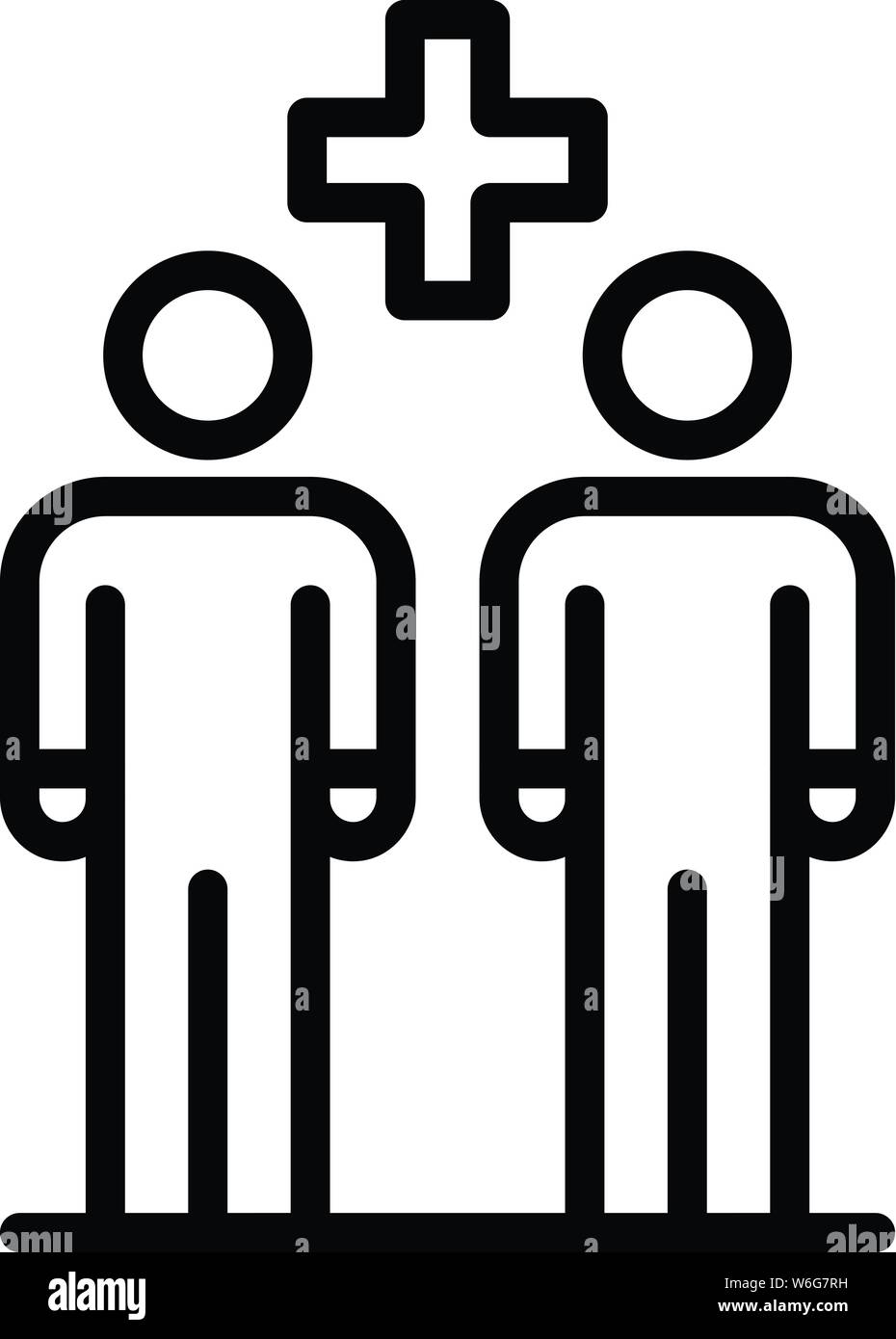 Plus between two people icon, outline style Stock Vector Image & Art ...