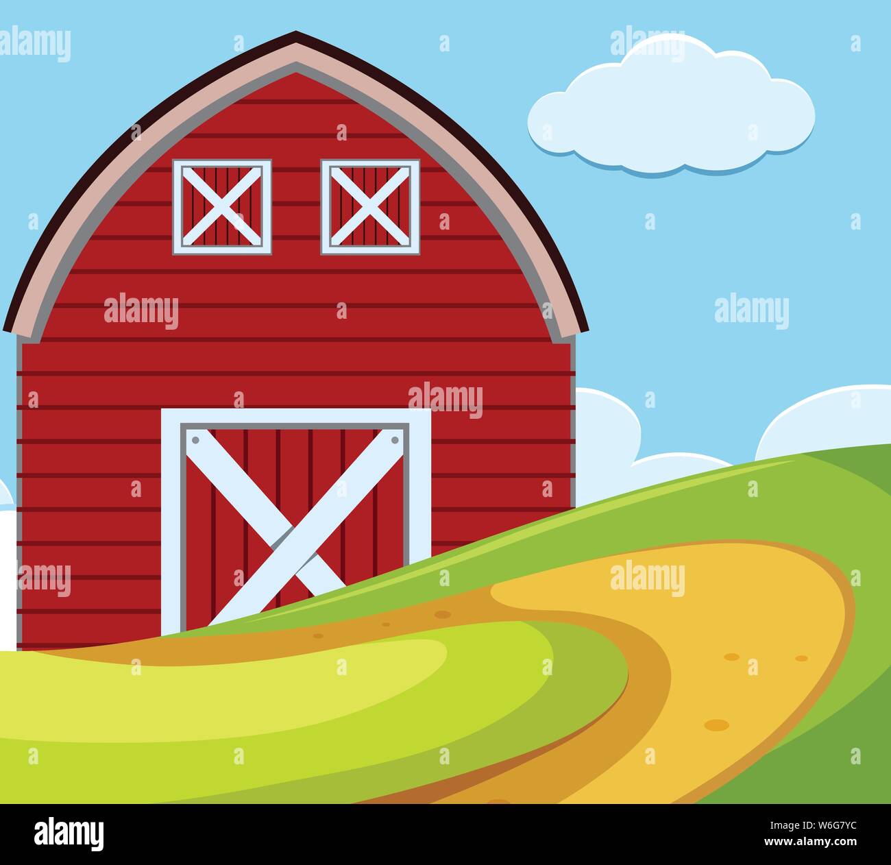 An outdoor scene with barn illustration Stock Vector Image & Art - Alamy