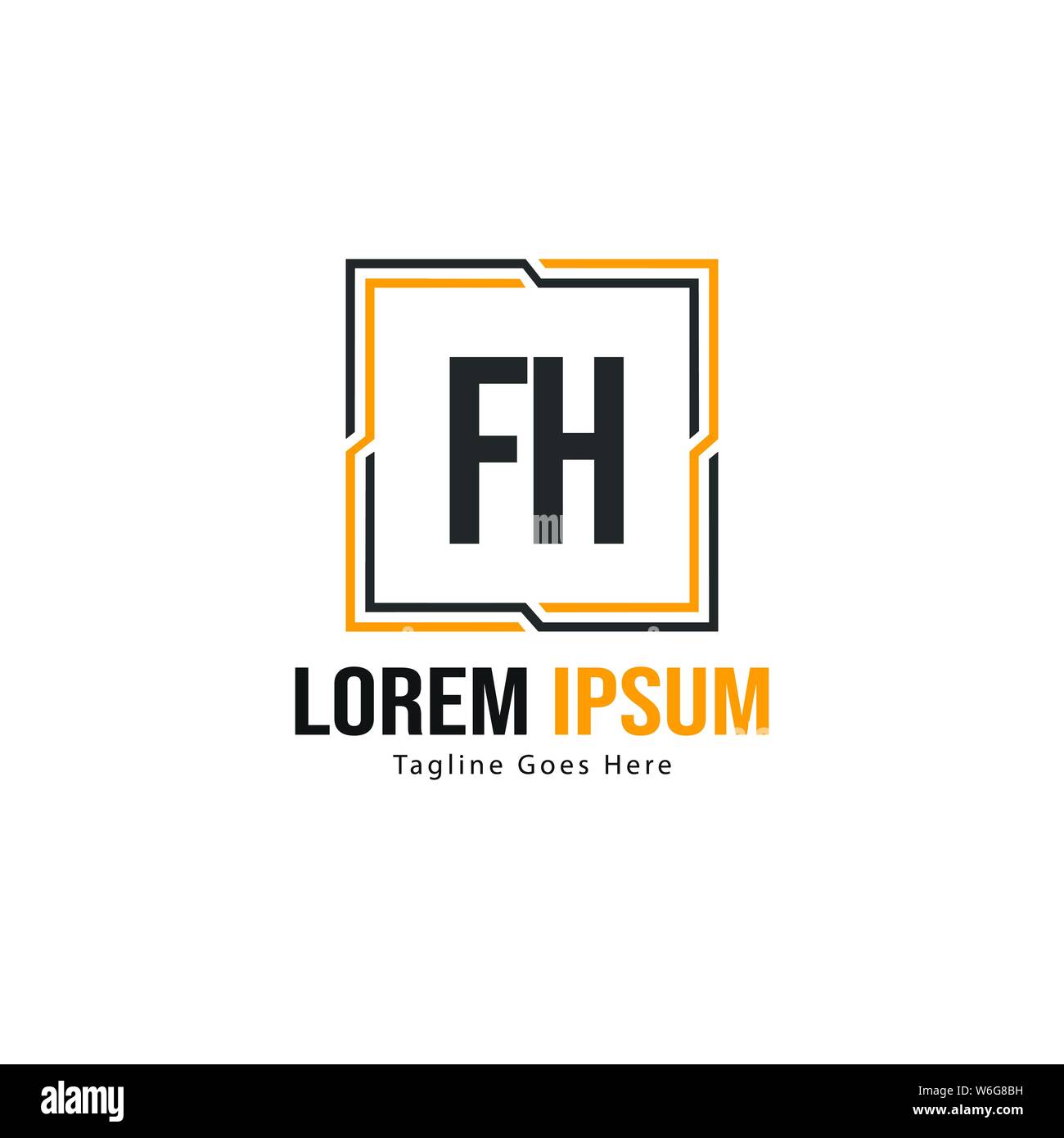 Initial FH logo template with modern frame. Minimalist FH letter logo ...
