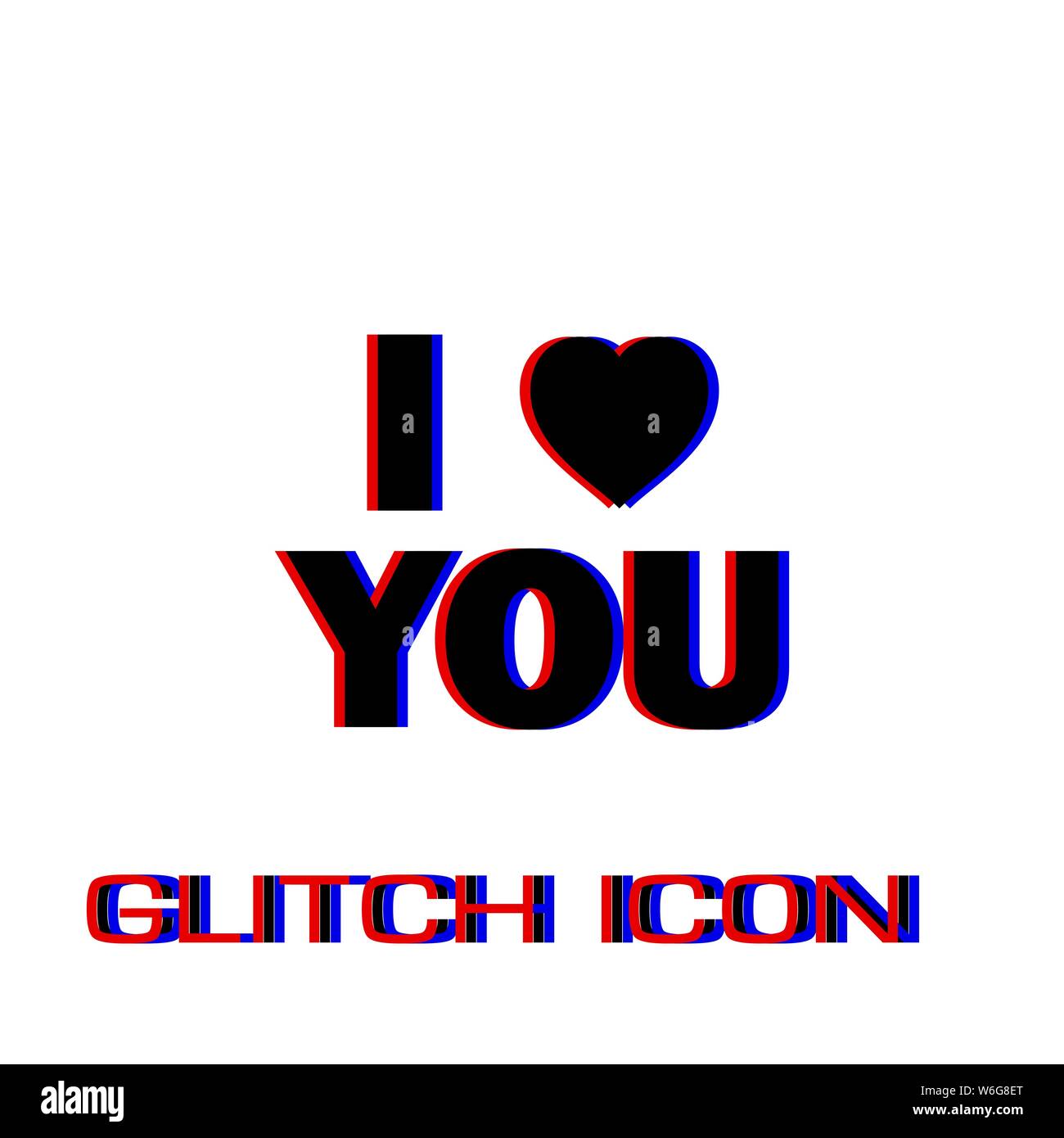 I love you icon flat. Simple pictogram - Glitch effect. Vector ...
