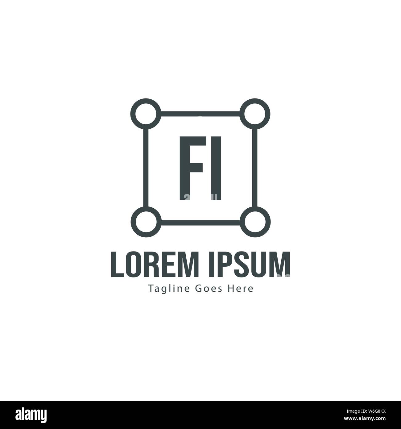 Initial FI logo template with modern frame. Minimalist FI letter logo ...