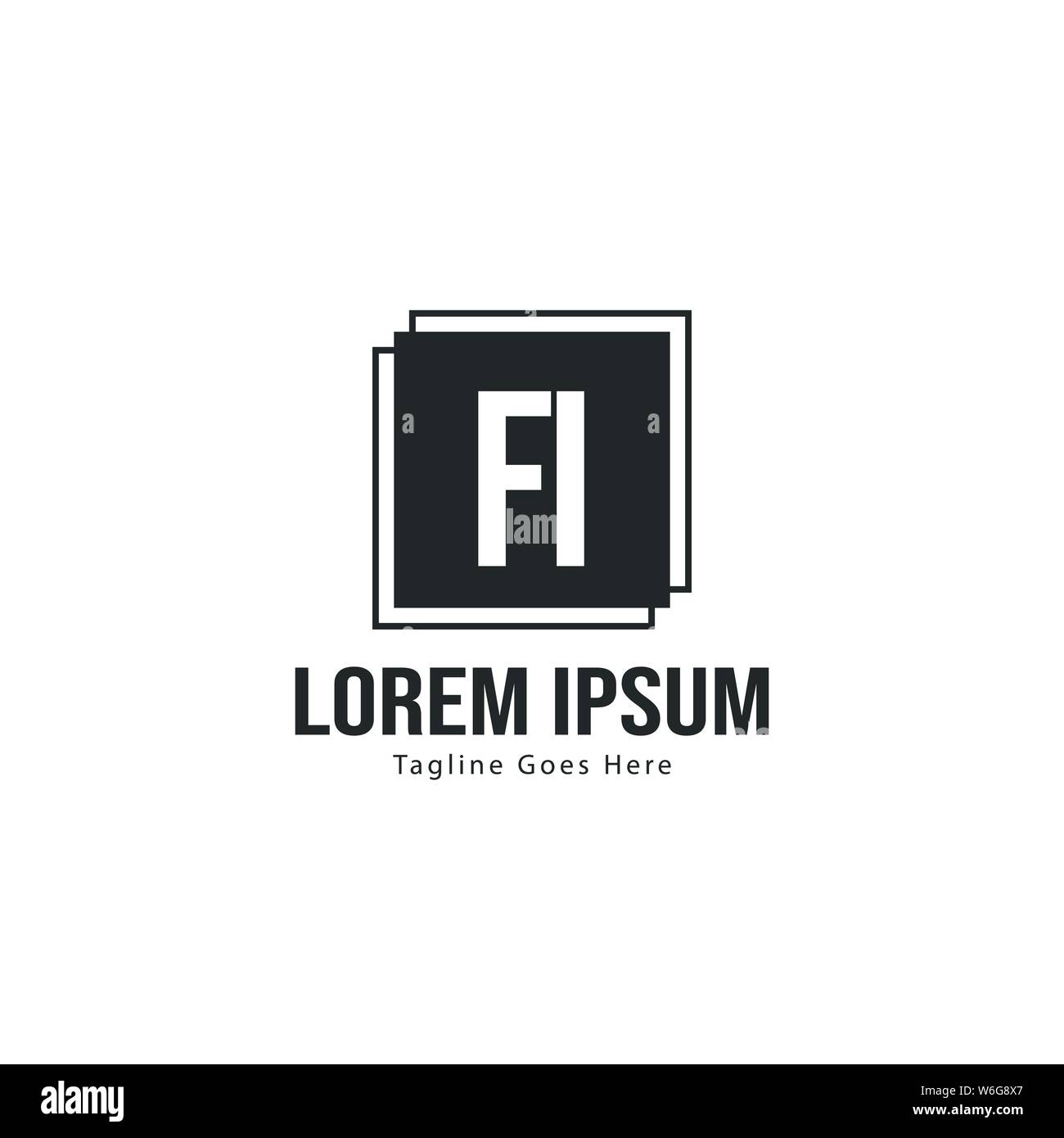 Initial FI logo template with modern frame. Minimalist FI letter logo ...