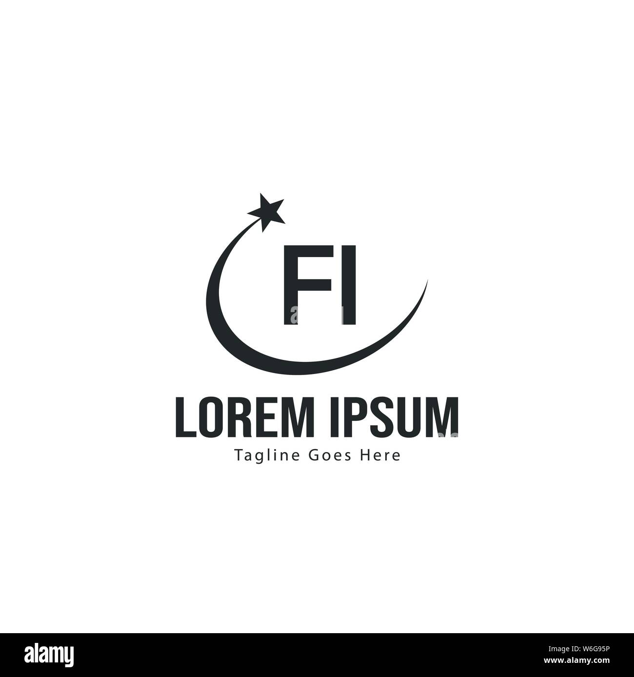 Initial FI logo template with modern frame. Minimalist FI letter logo ...
