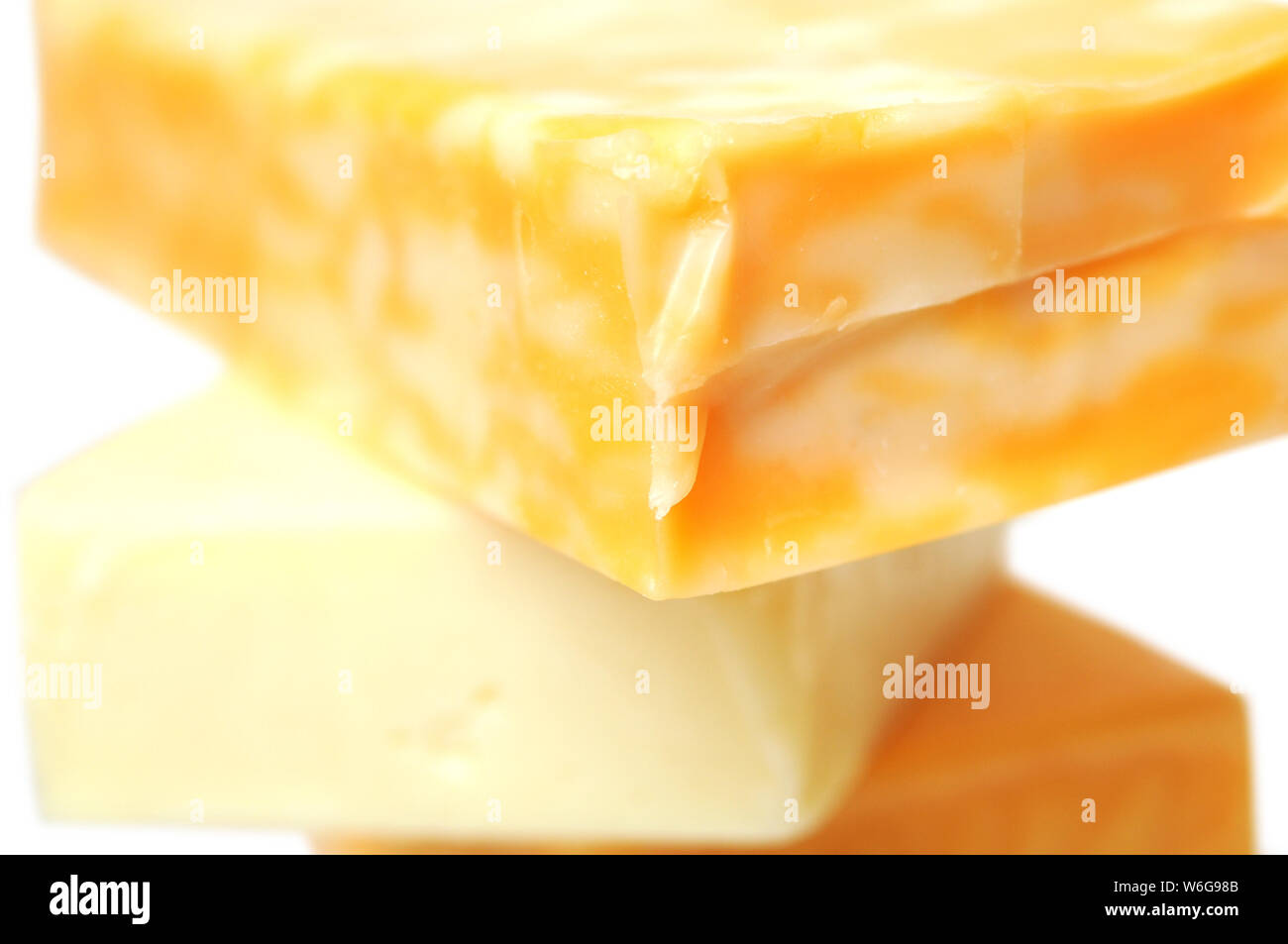 closeup three Cheese bars on white Stock Photo - Alamy