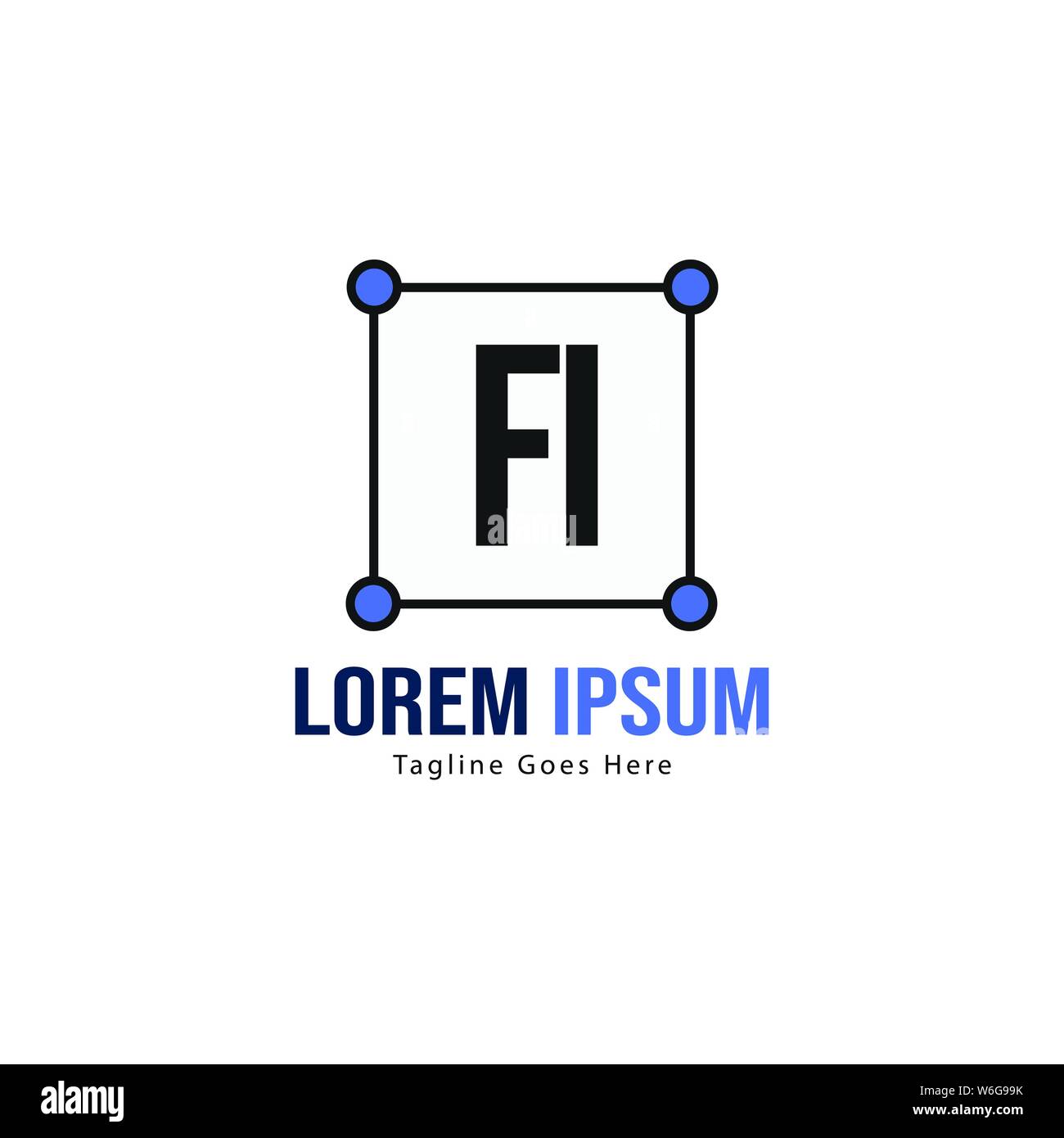 Initial FI logo template with modern frame. Minimalist FI letter logo ...