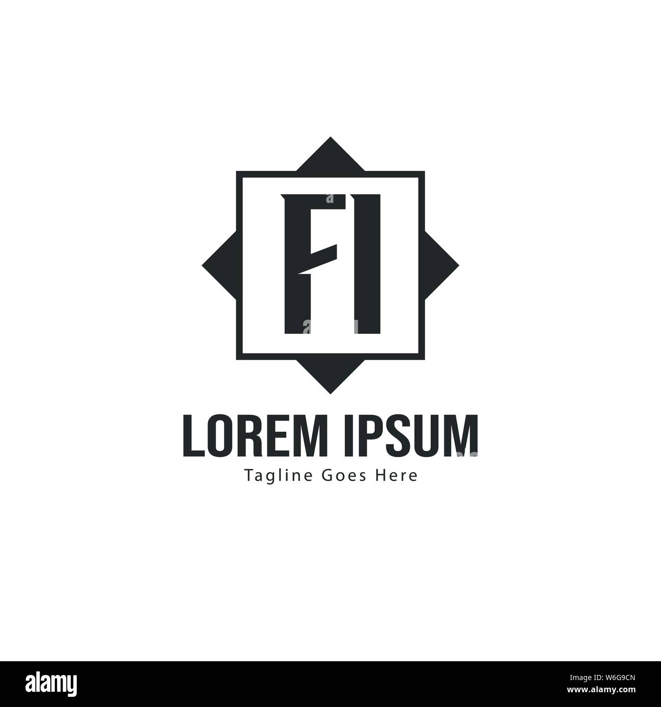 Initial FI logo template with modern frame. Minimalist FI letter logo ...