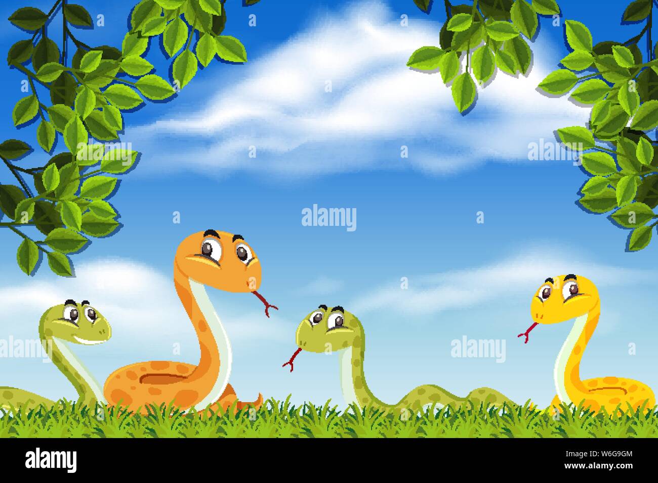 Snakes in nature scene illustration Stock Vector Image & Art - Alamy