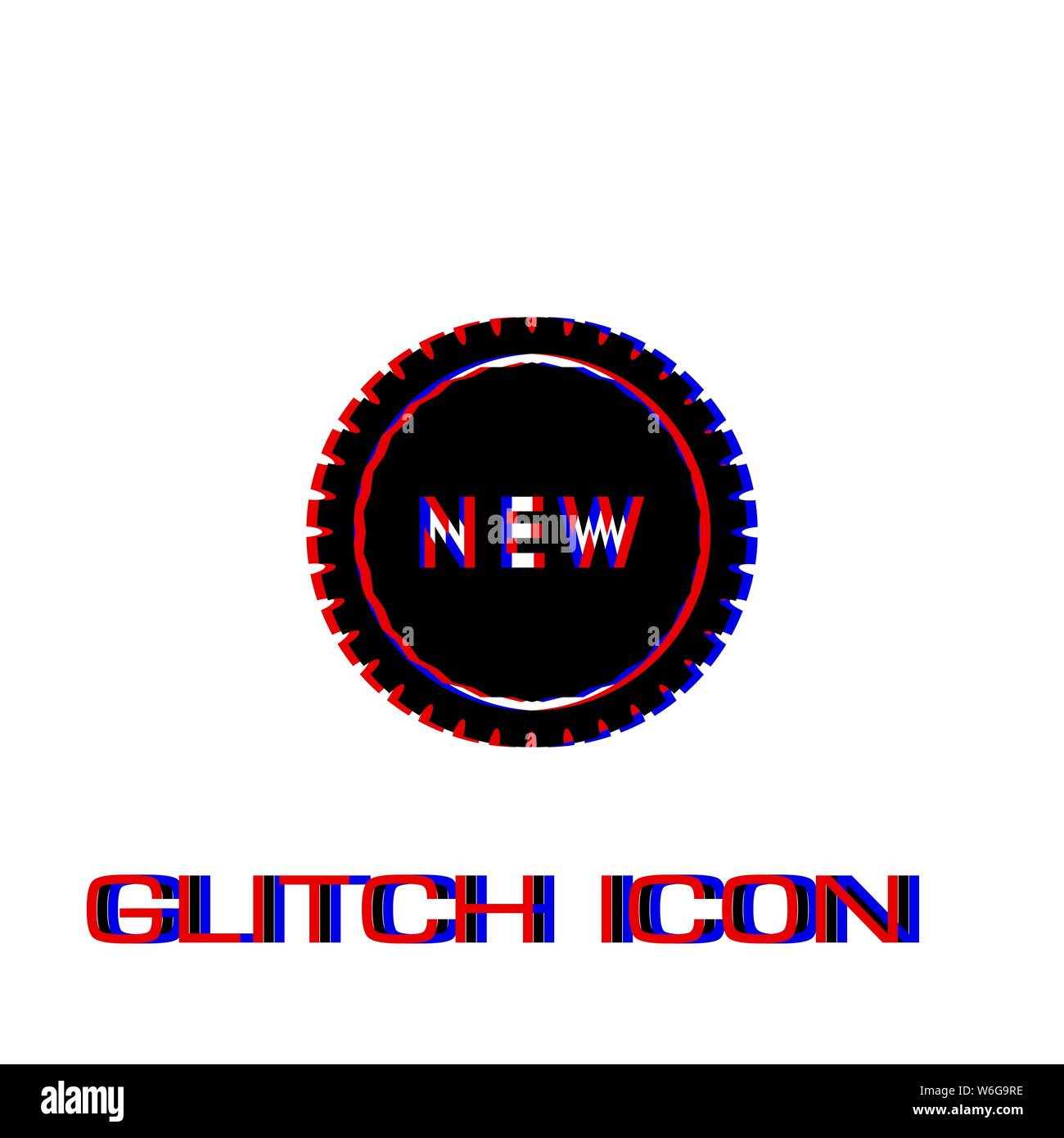 New icon flat. Simple pictogram - Glitch effect. Vector illustration ...