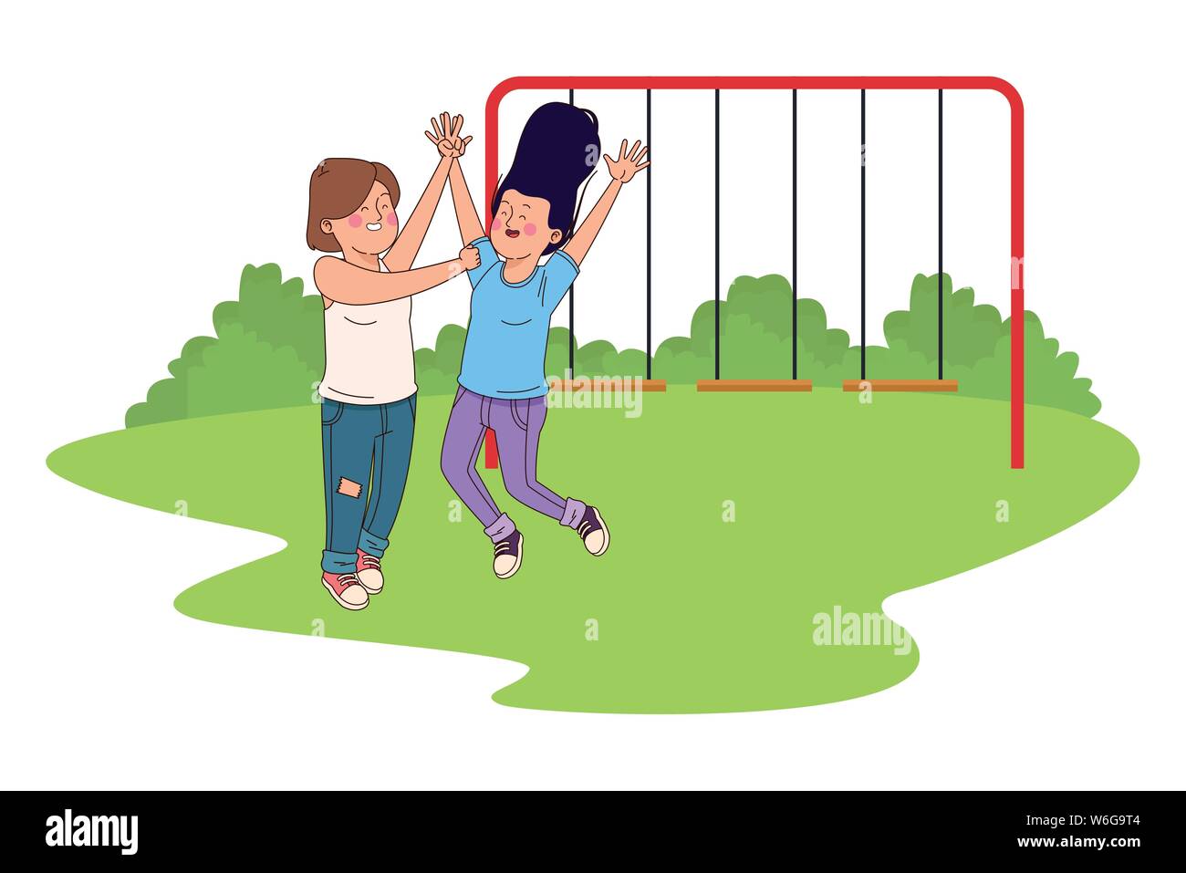 Teenagers friends smiling and having fun cartoon Stock Vector Image ...